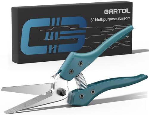 8" Scissors All Purpose Heavy Duty, Ultra sharp Tin Snips with Cable ...