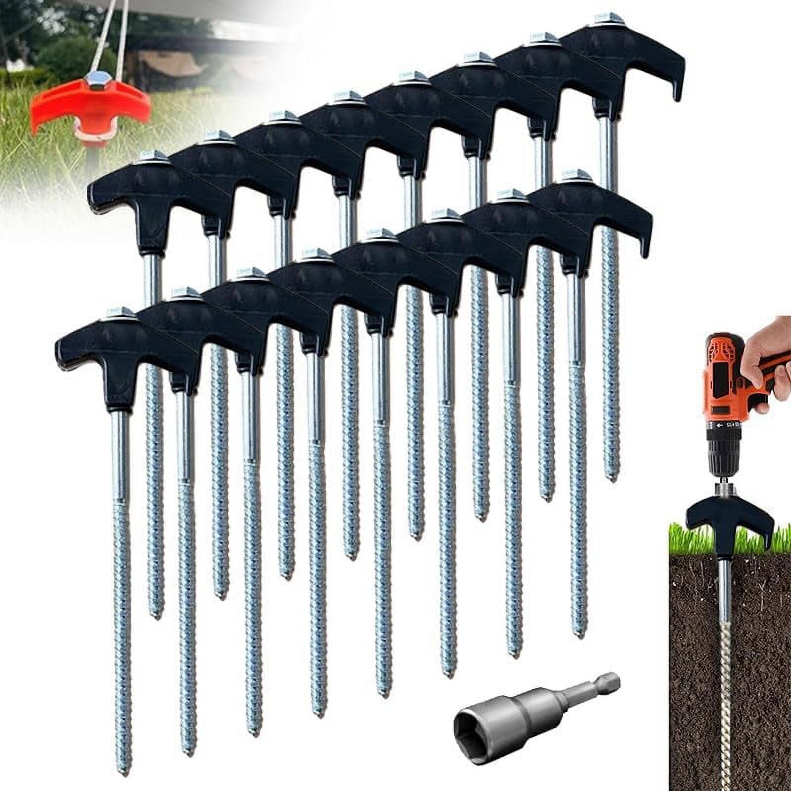 Palcomfy 8 Inch Screw In Tent Stakes Heavy Duty Metal Ground Anchor ...