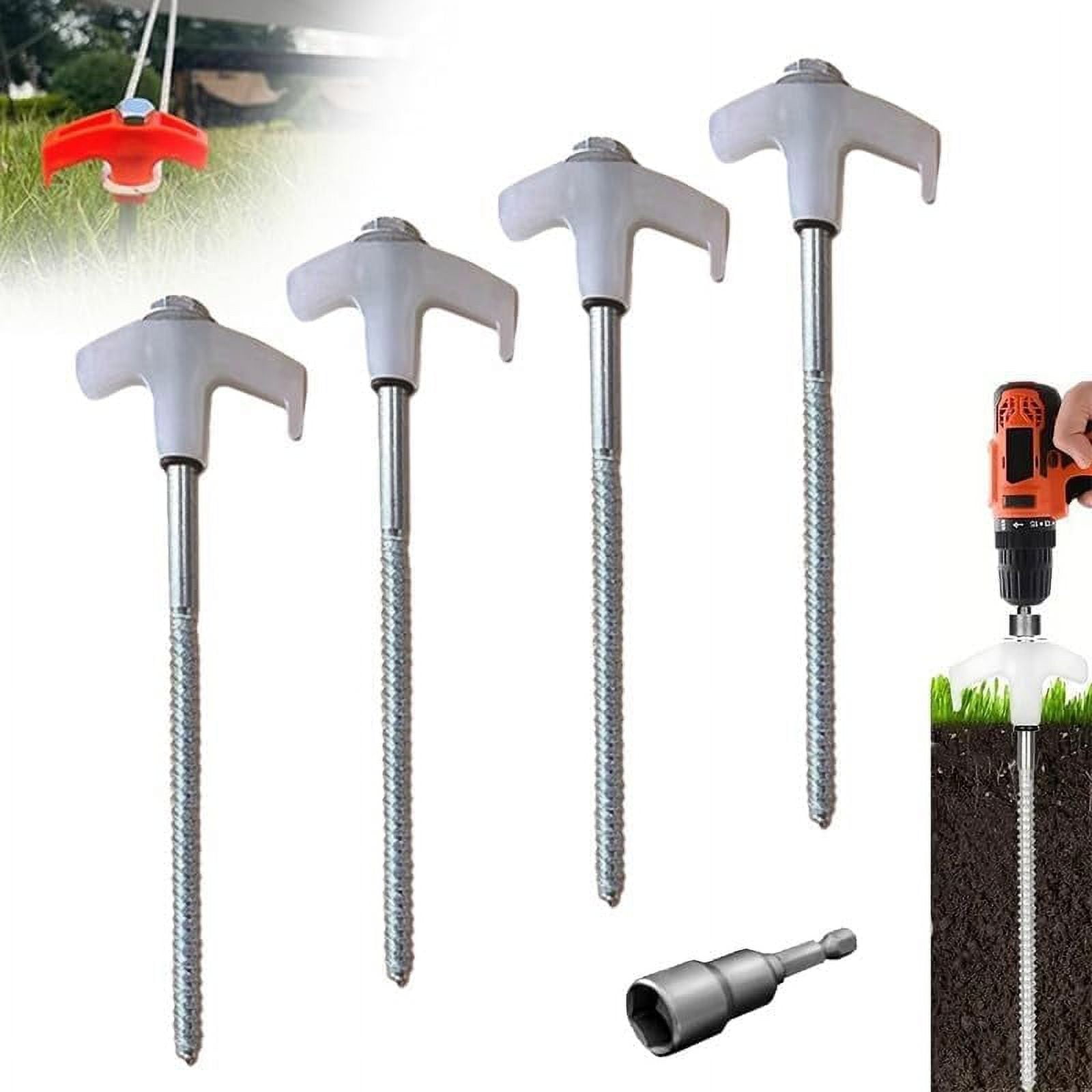 8" Screw in Tent Stakes - Ground Anchors Screw in, 2024 Upgraded ...