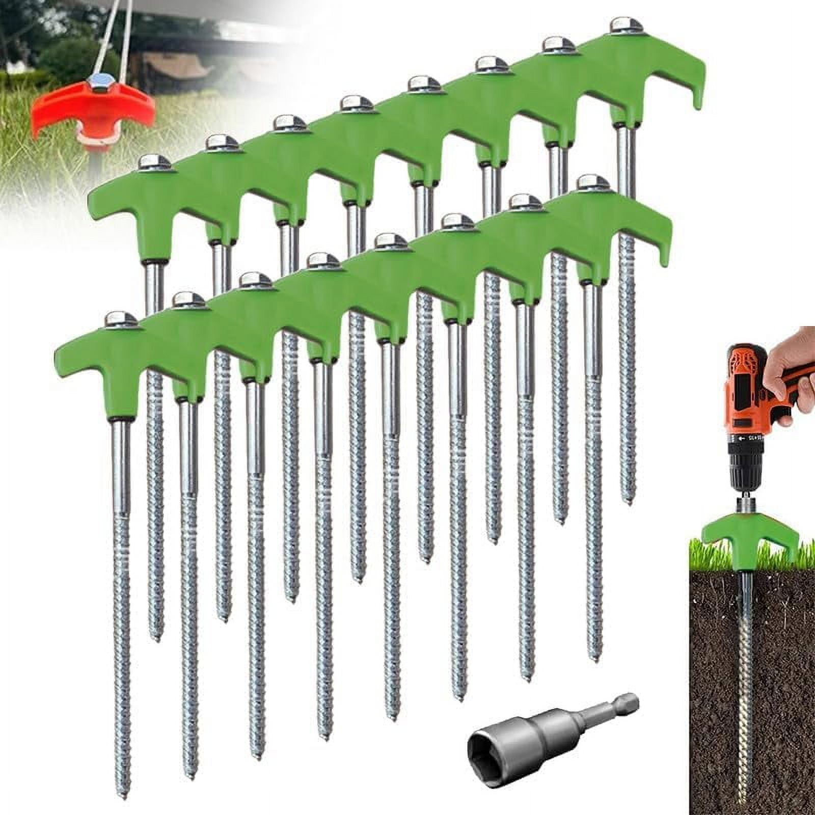 Palcomfy 8 Inch Screw In Tent Stakes Heavy Duty Metal Ground Anchor ...
