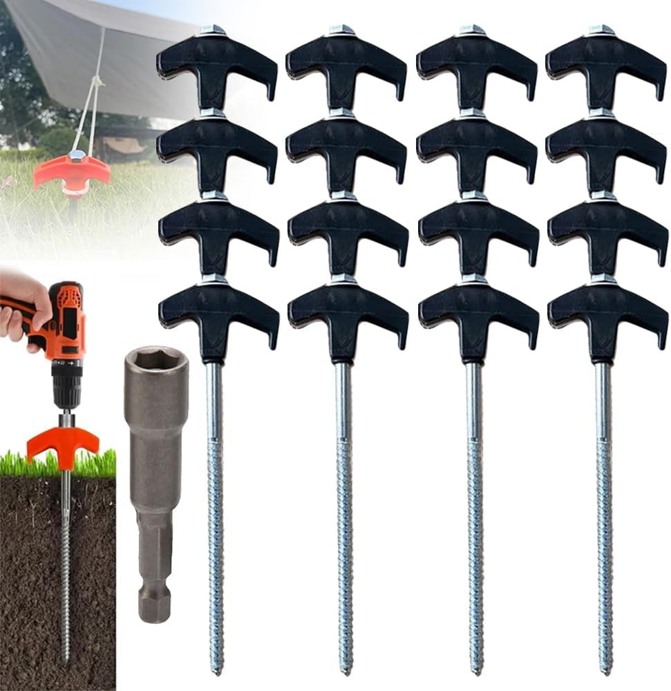 8" Screw in Tent Stakes - Ground Anchors Screw in,Heavy Duty Metal ...