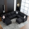 8-Seat L-Shaped Modular Sectional Sofa with Storage Ottoman & USB ...