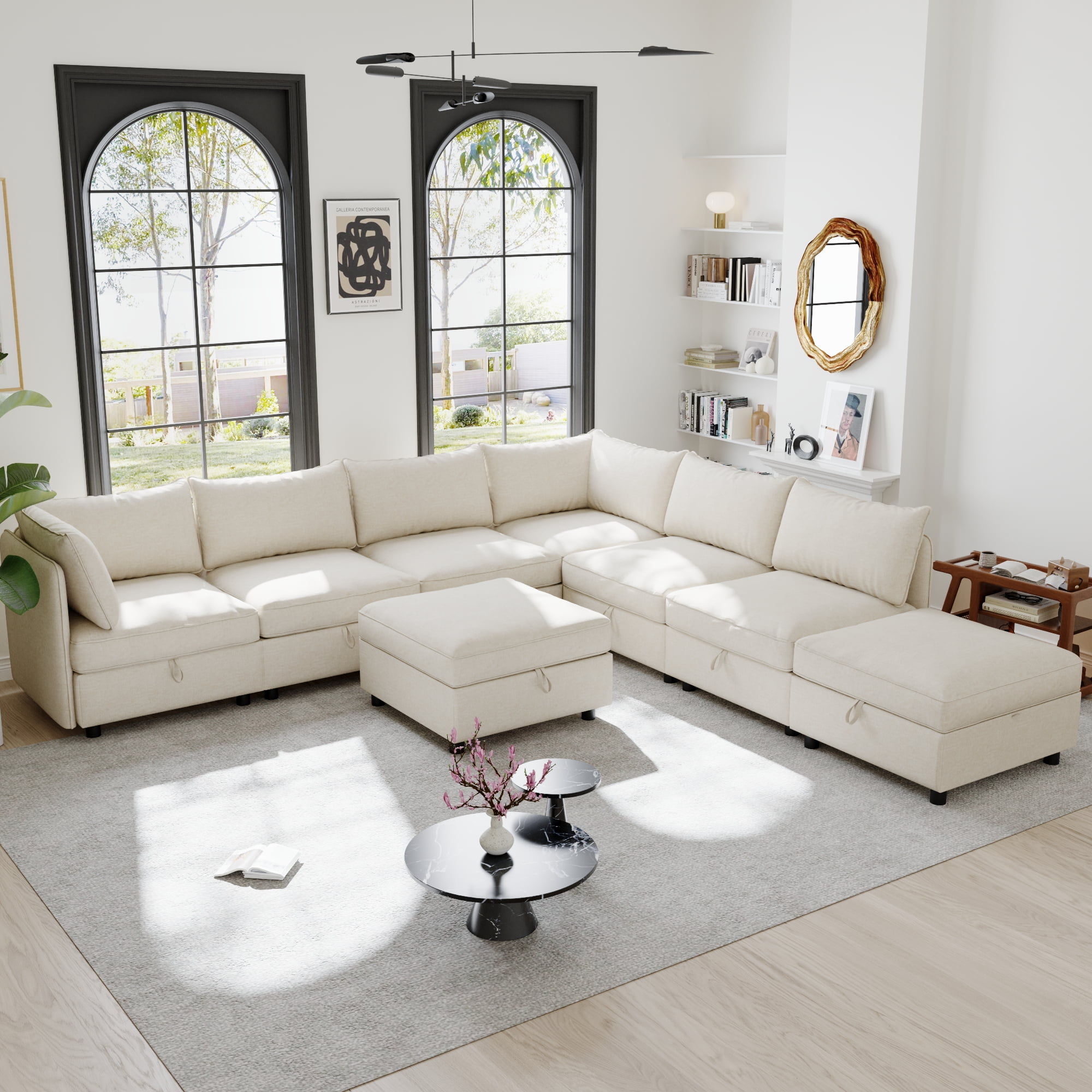 8 Seat Modular Sectional Sofa, Convertible Sofa Seat with Storage ...