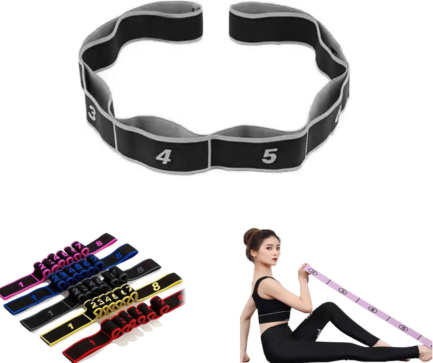 8-Segment Numbered Resistance Band with Tension Levels for Glutes ...