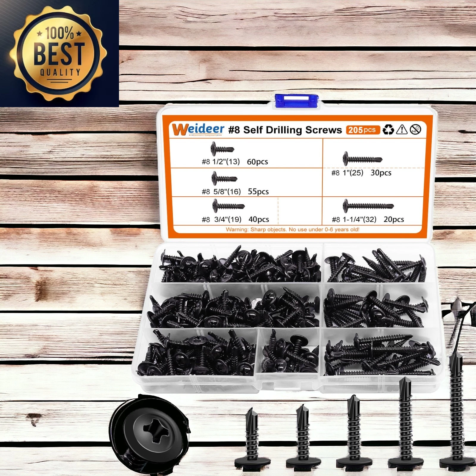 #8 Self Drilling Screws Self Tapping Tek Screws Assortment Kit Black ...