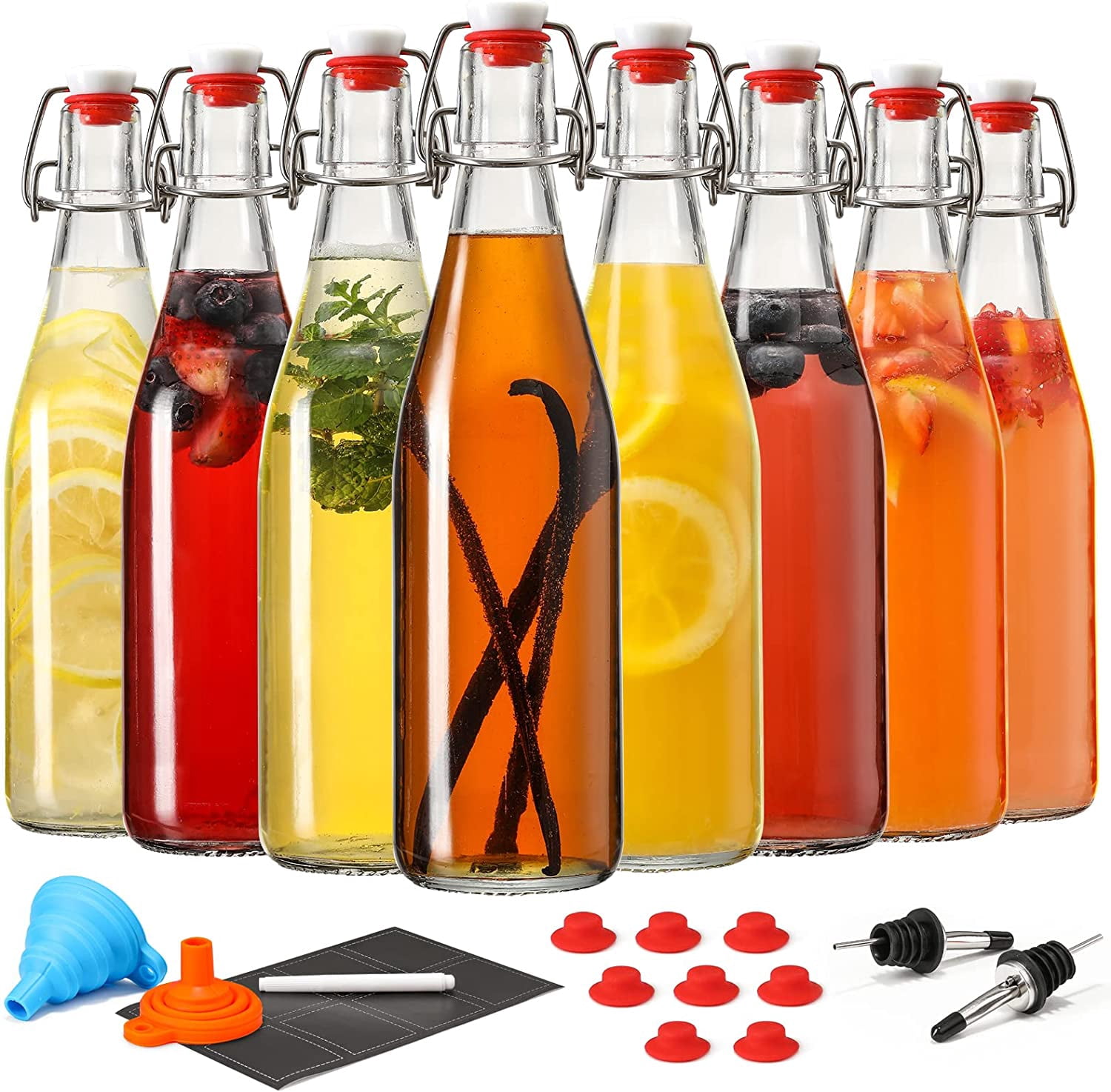 8 Set 16 OZ Swing Top Glass Bottles - Flip Top Beer Brewing Bottles ...