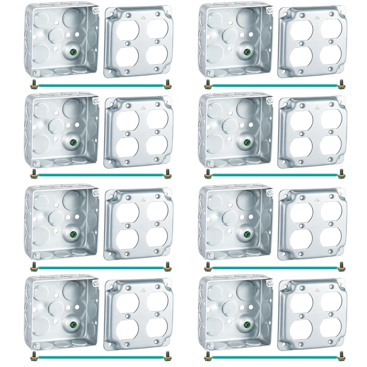 8 Set 4 x 4 Metal Electrical Box Outlet Box Duplex Receptacle Ten 1/2 ...