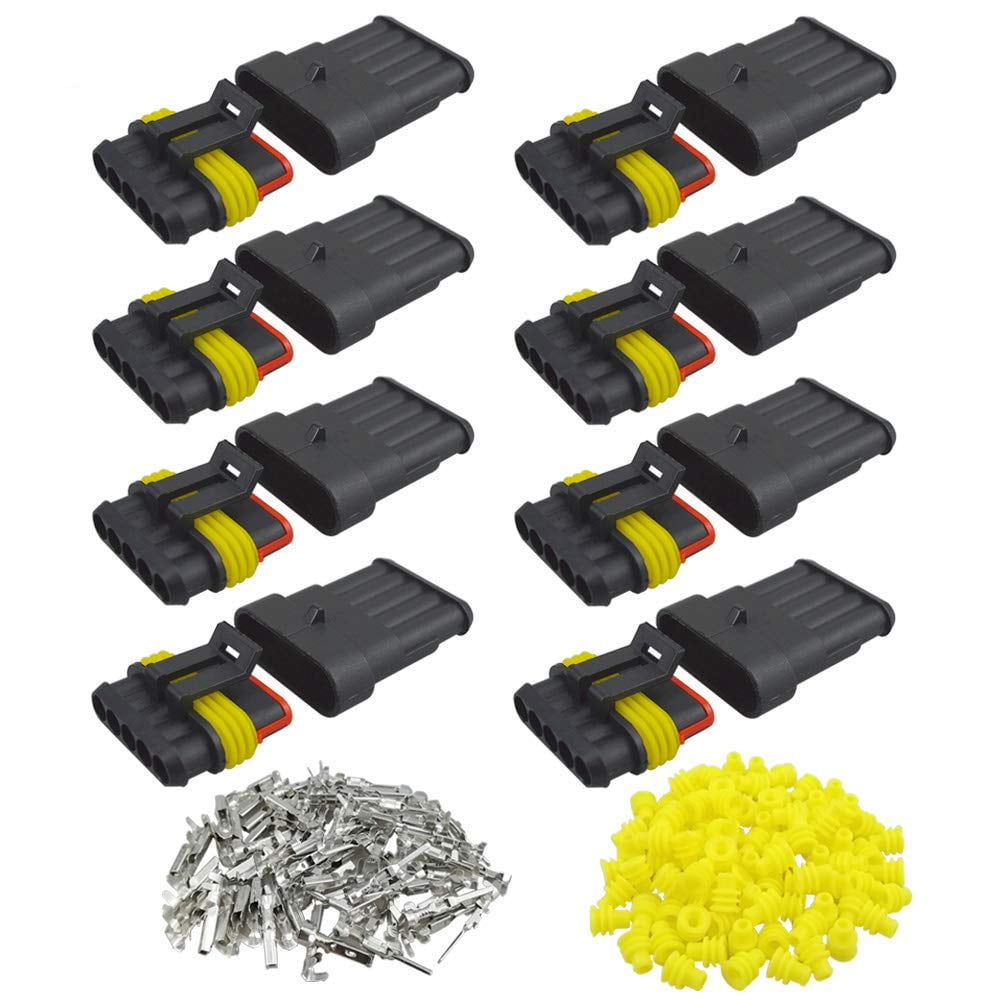 8 Set 5 Pin Waterproof Car Electrical Connectors, Sealed Waterproof ...