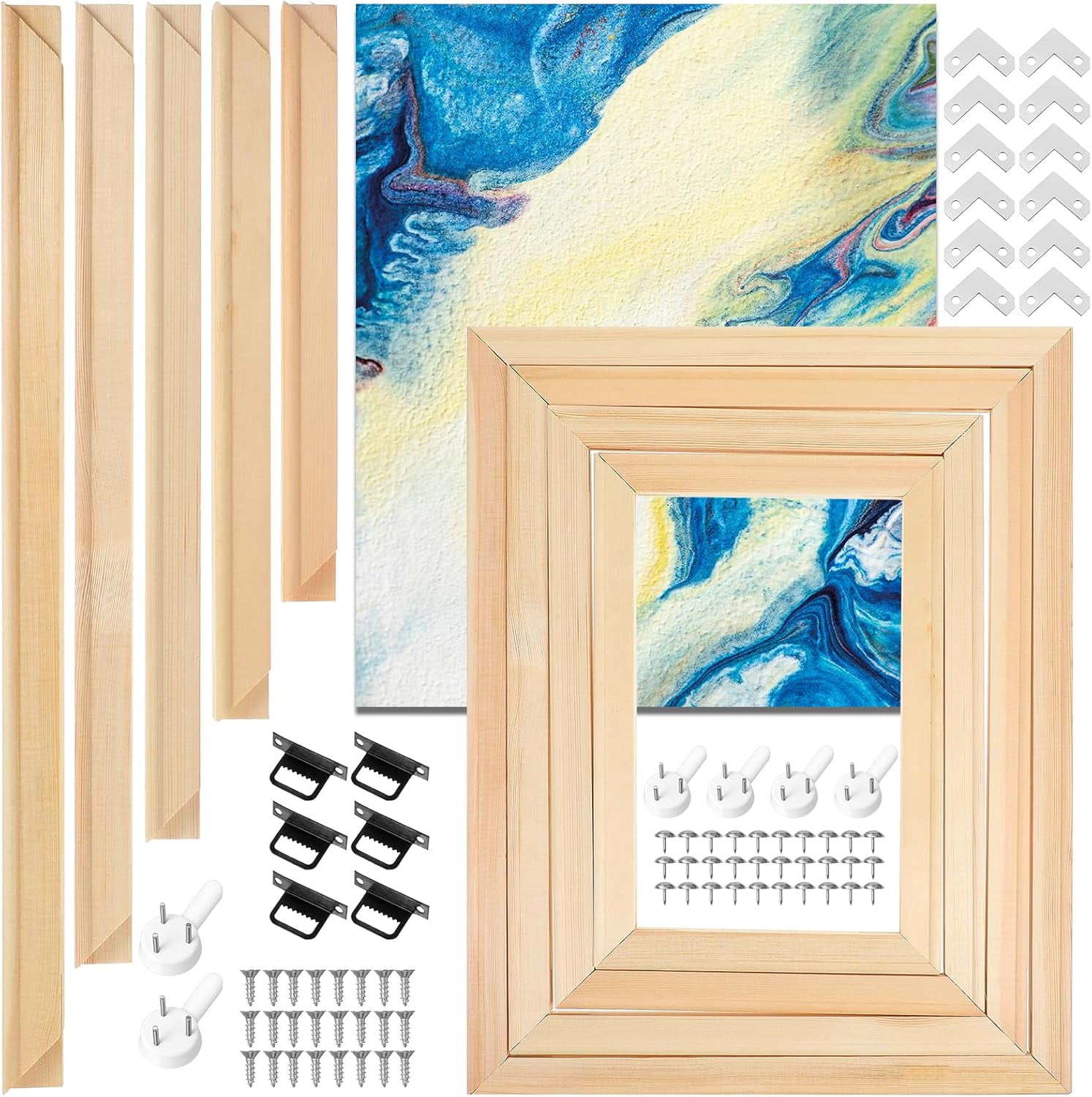 8 Set Canvas Stretcher Bars, DIY Wood Canvas Frames Kit Sturdy ...