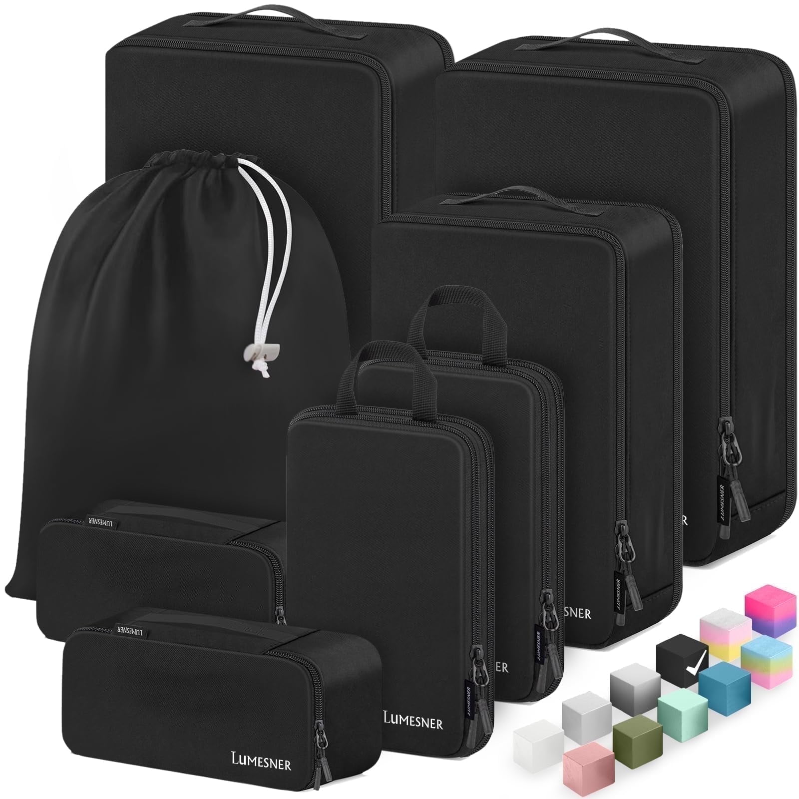 8 Set Compression Packing Cubes for Travel, Waterproof Luggage ...