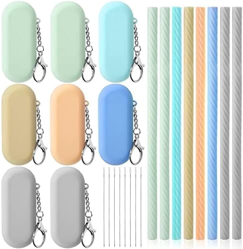 8 Set Cruise Ship Essentials,Silicone Straws with Case Reusable ...
