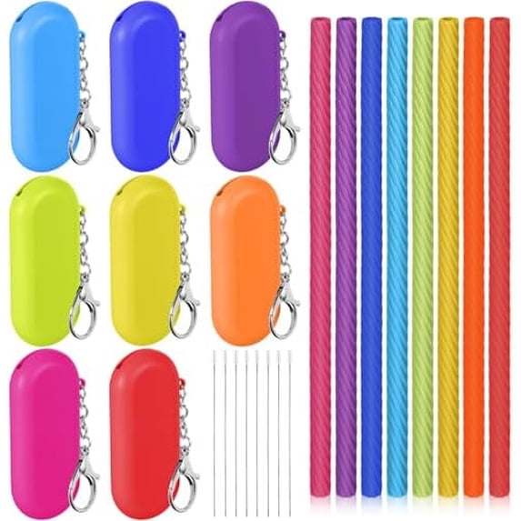 8 Set Cruise Ship Essentials,Silicone Straws with Case Reusable ...