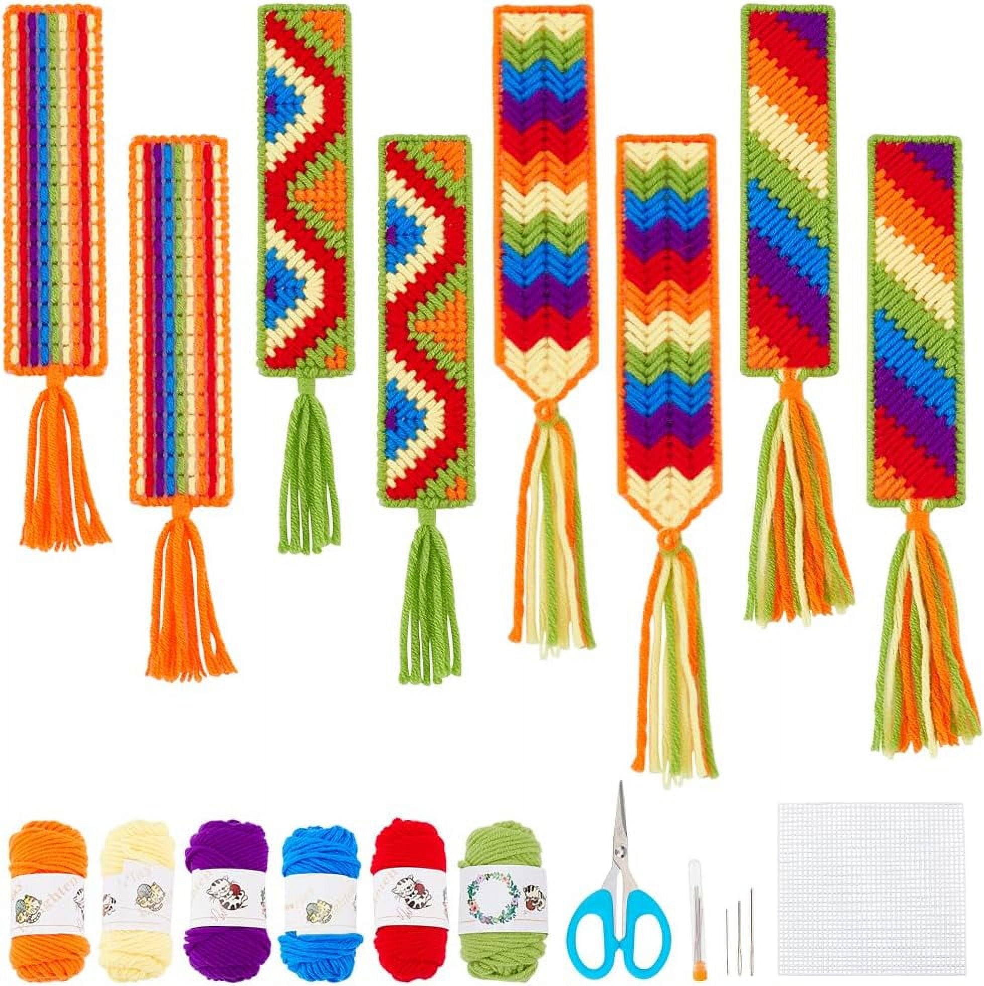 8 Set DIY Rainbow Plastic Canvas Bookmarks Kit Plastic Cross Stitch ...