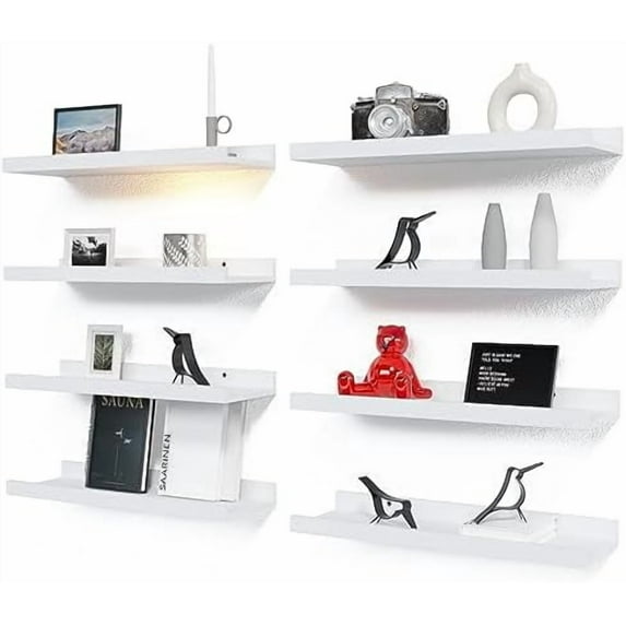 8 Set Floating Wall Mounted Shelves, Nursery Hanging Book Shelves with ...