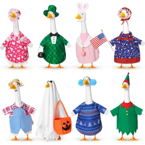 8 Set Holiday Seasonal Goose Outfits for 23" Cement Porch Goose Statue ...