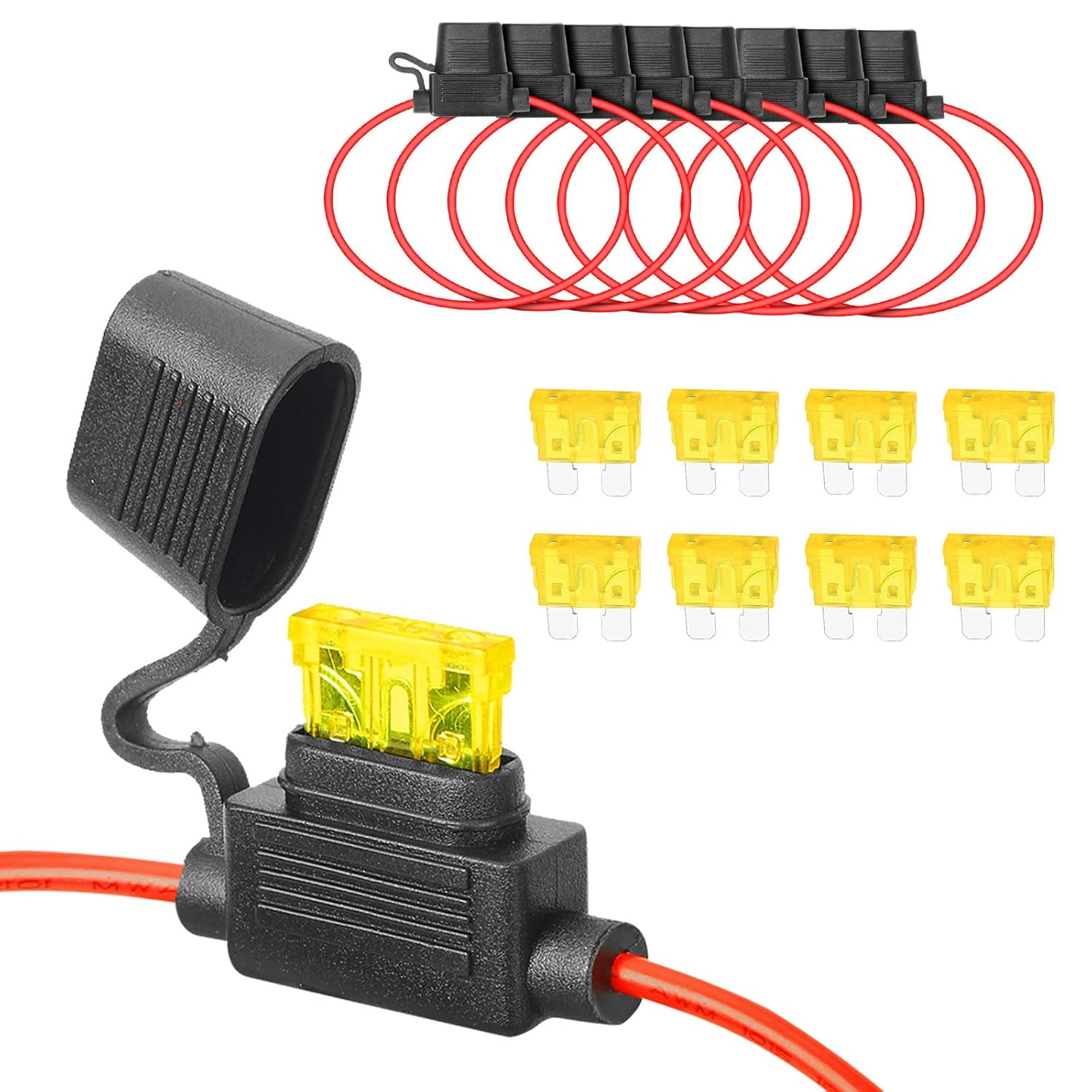 8 Set In Line Blade Fuse Holder, Standard Fuse Holder 16AWG Car Truck ...