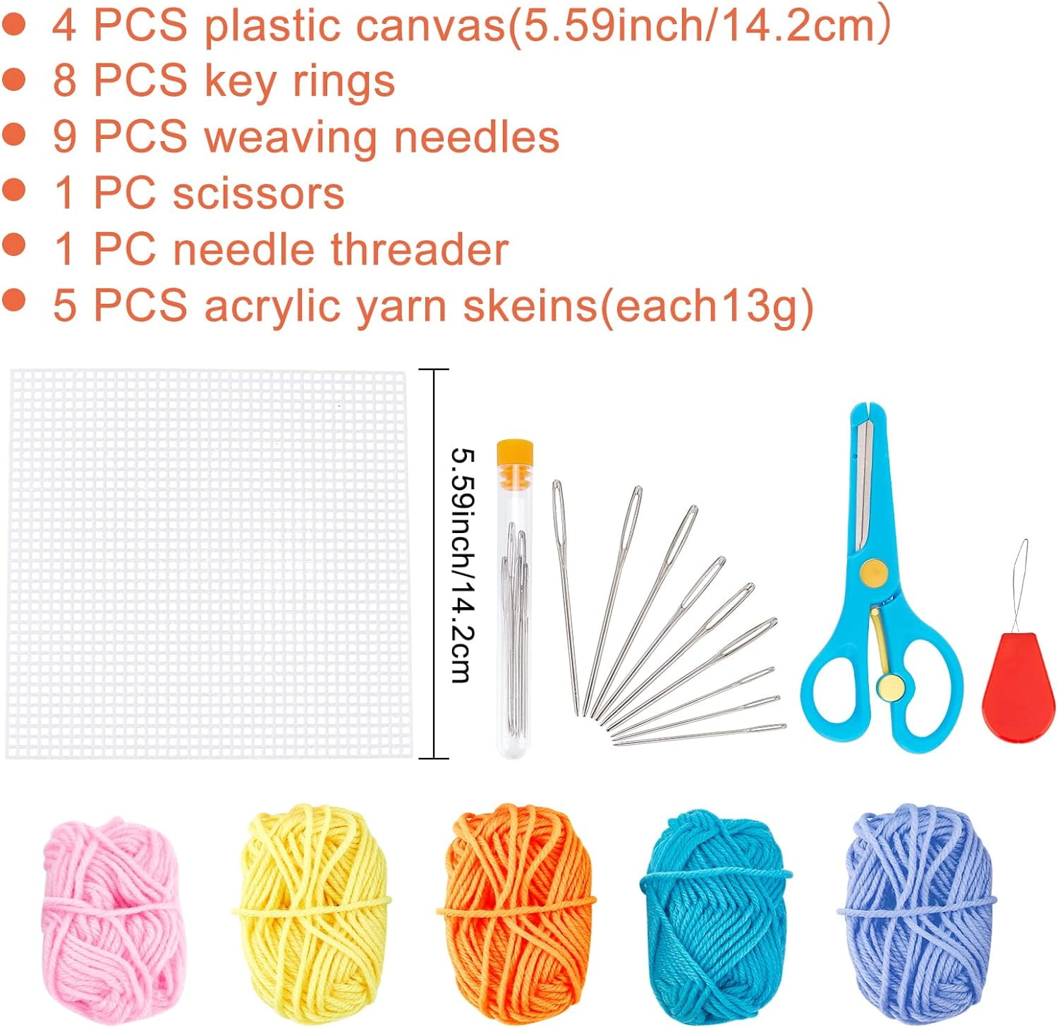 8 Set Keychain Kit Plastic Mesh Canvas Sheet Crochet Keychain Macrame ...