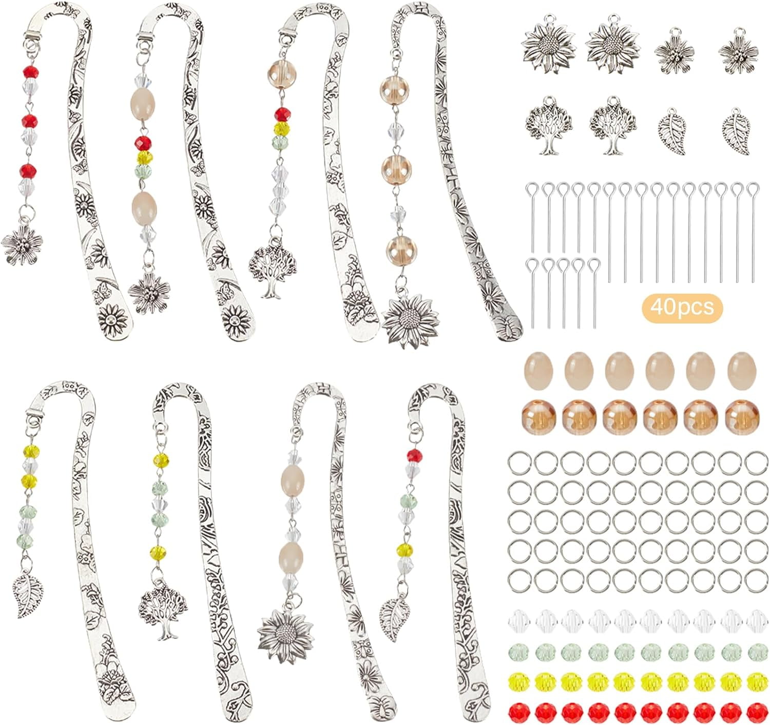 8 Set Metal Flower Hook Bookmarks Kit Silver Metal Bookmark Silver ...