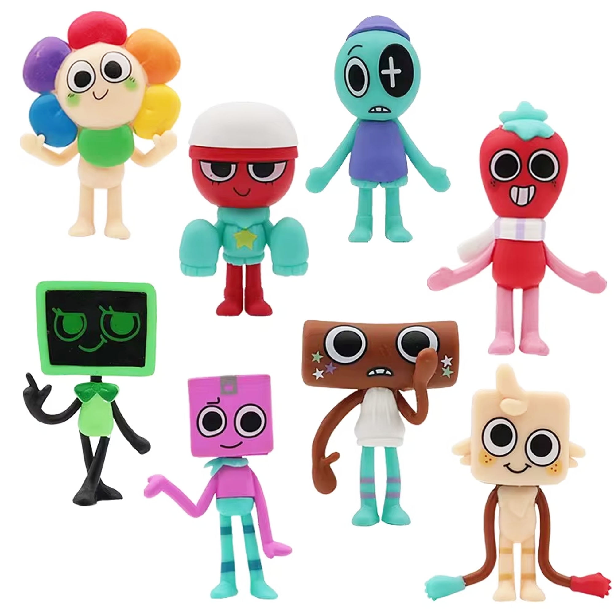 8 Set PCS Dandy's World Action Figures, Each Figure is about 3" Tall ...