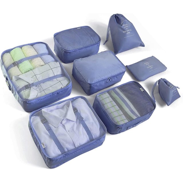 Tendry Polyester Collapsible Travel Luggage Organizer, 8-Piece Packing ...