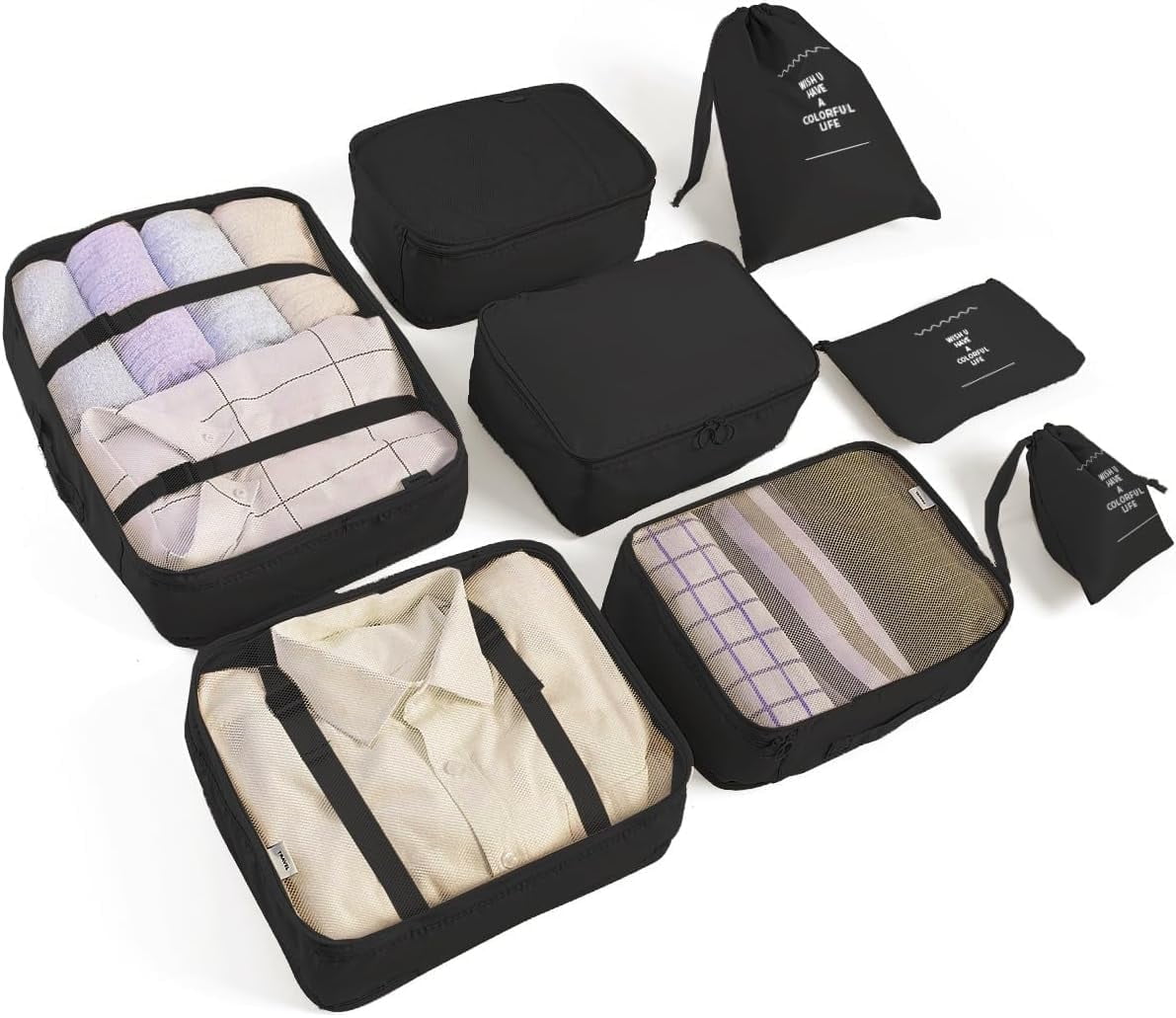 Tendry Polyester 8-Piece Packing Organizers, Cubes & Folders Set ...
