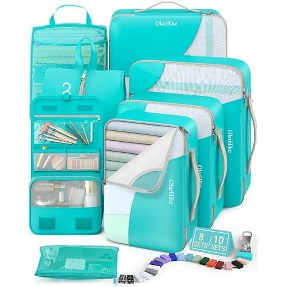 8 Set Packing Cubes for Travel, Anti-Tearing Suitcase Organizer for ...