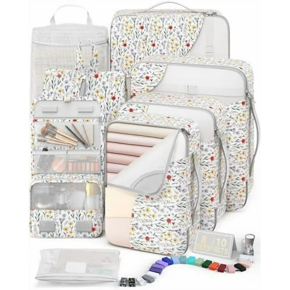 8 Set Packing Cubes for Travel, Anti-Tearing Suitcase Organizer for ...