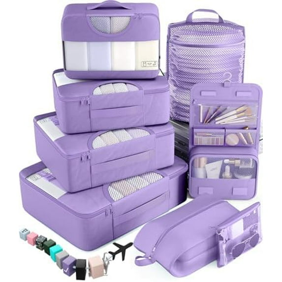8 Set Packing Cubes for Travel Essentials, Suitcase Organizer Bags in 4 ...