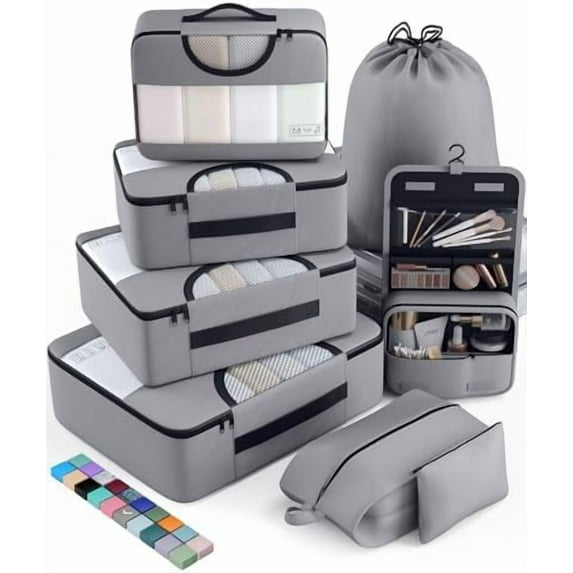8 Set Packing Cubes for Travel Essentials, Suitcase Organizer Bags in 4 ...
