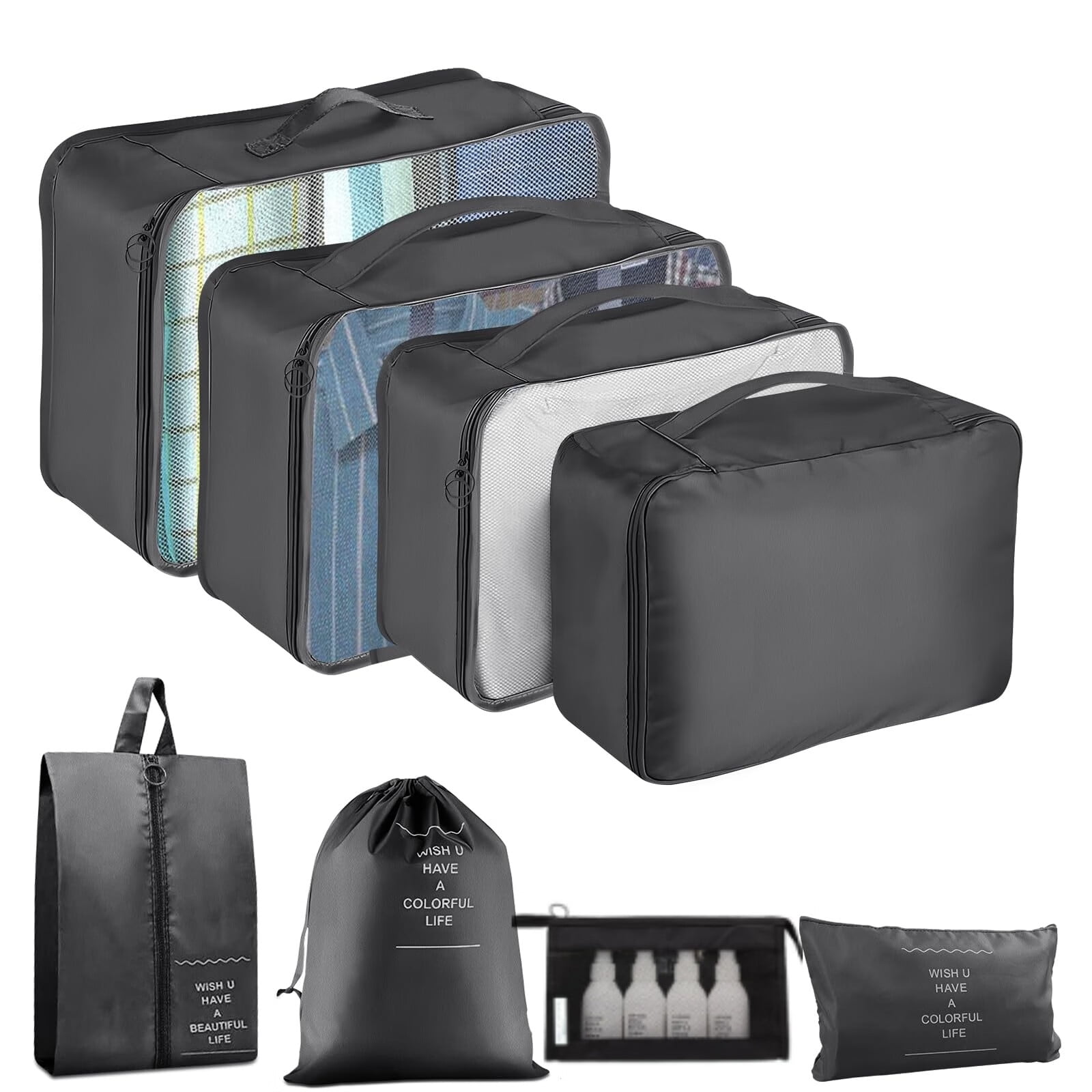 8 Set Packing Cubes for Suitcases,Compression Luggage Organizer for ...