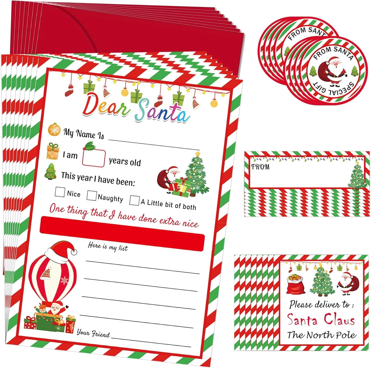 8 Set Santa Letter Kit Christmas Official Letters to Santa Christmas ...