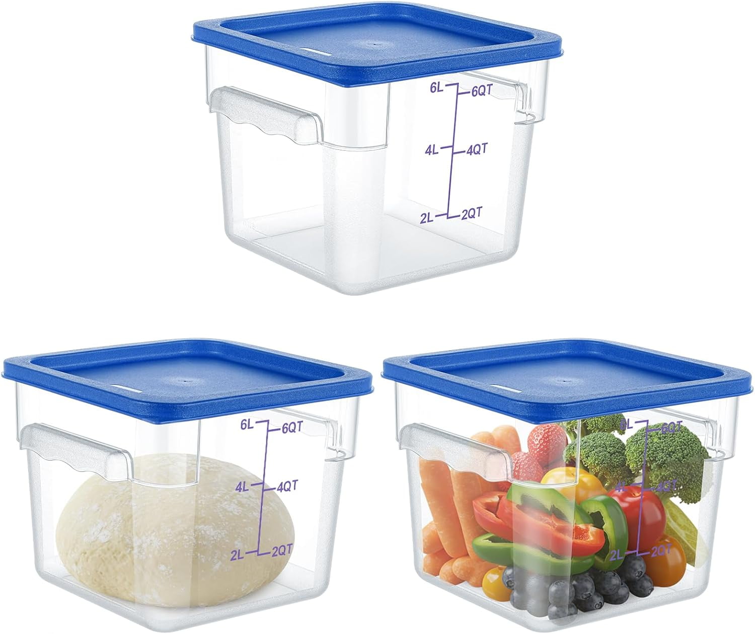 8 Set Square Food Storage Containers with Lid Contains 4 6 Qt 12 Quart ...