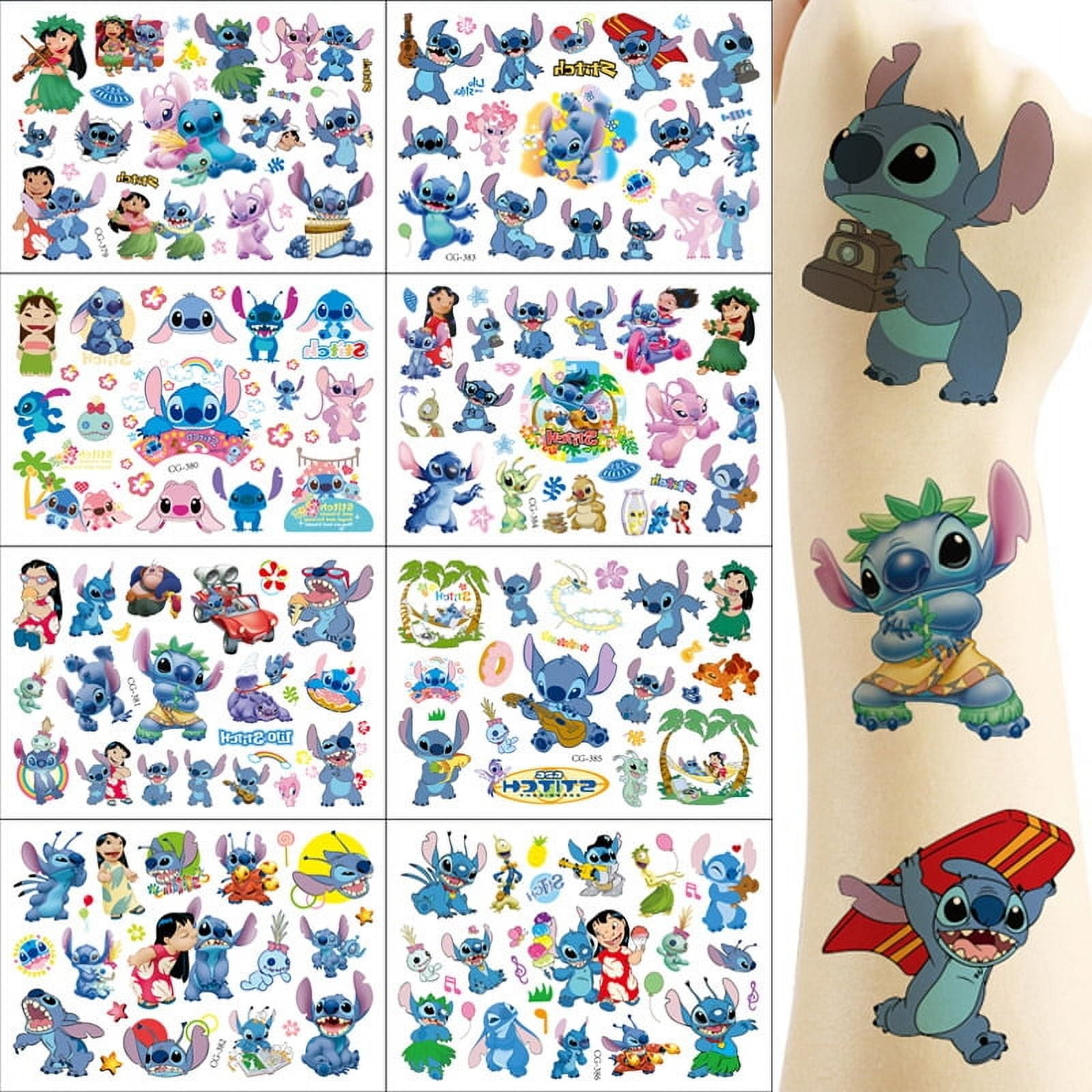 8 Set Stitch Temporary Tattoos, Birthday Party Favors, Cute Cartoon ...