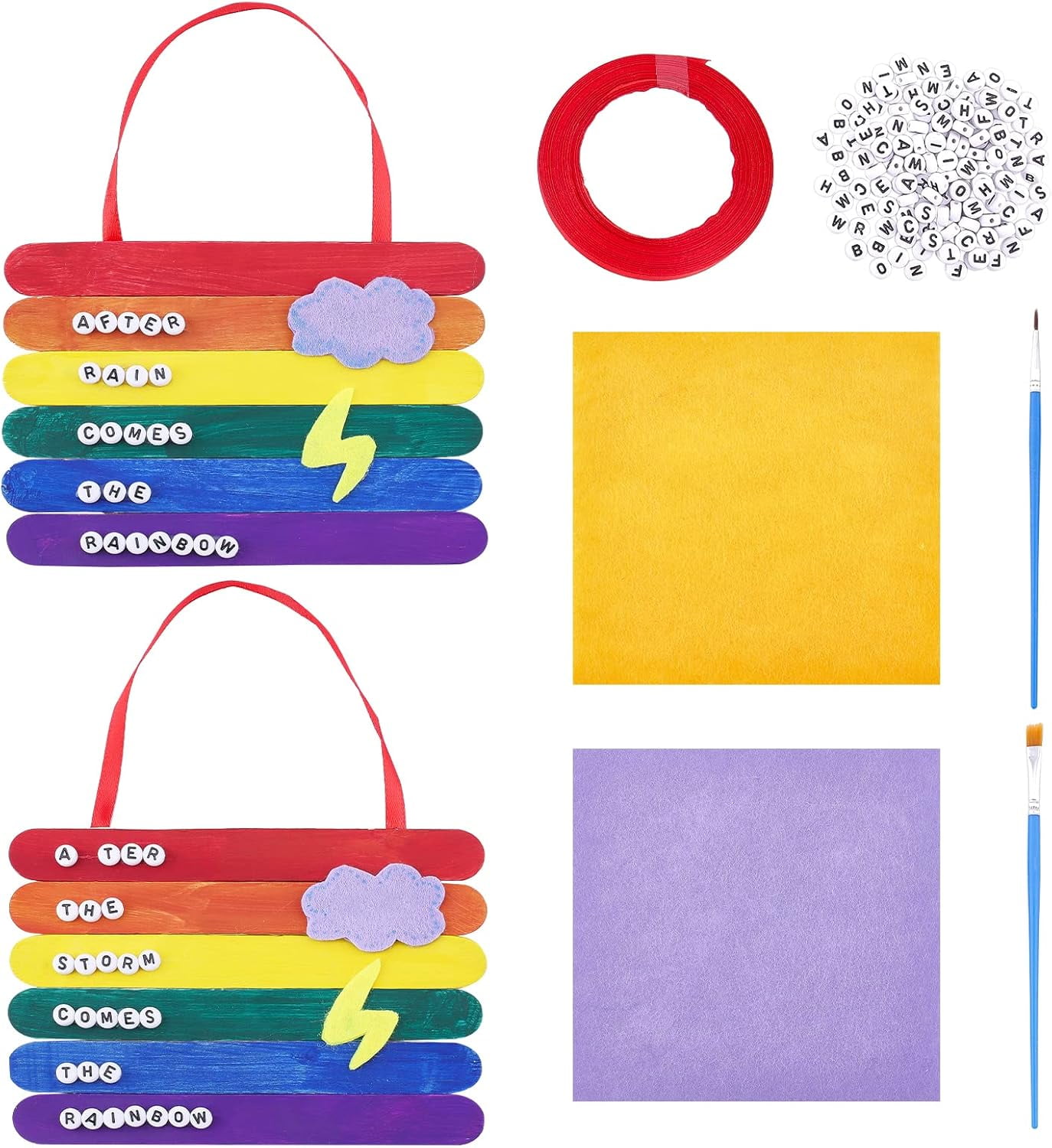 8 Set Wooden Craft Sticks DIY Rainbow Colored Wooden Popsicle Sticks ...