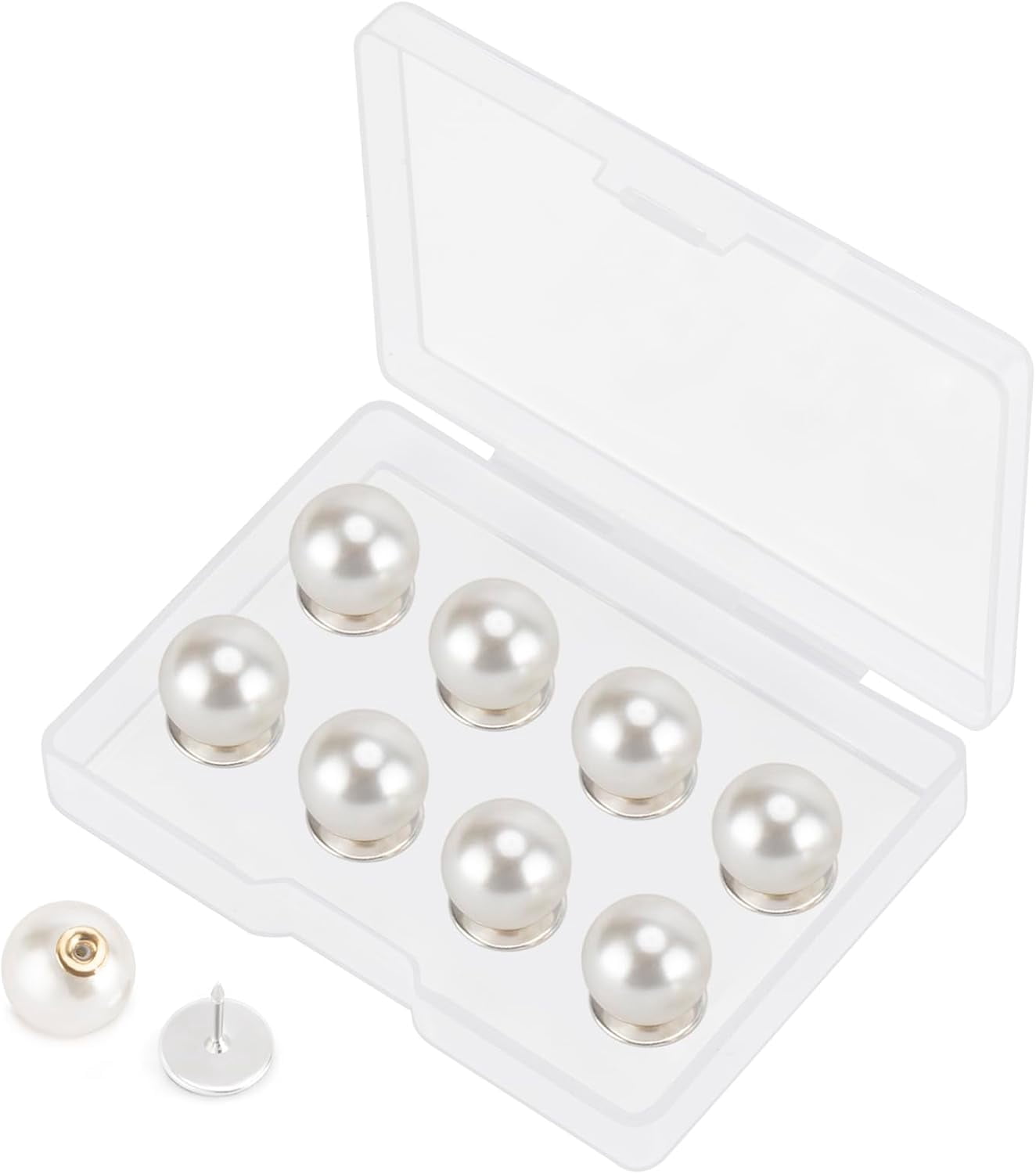 8 Sets 12mm No-sew Pearl Buttons, Detachable Reusable Pins, Fixed ...
