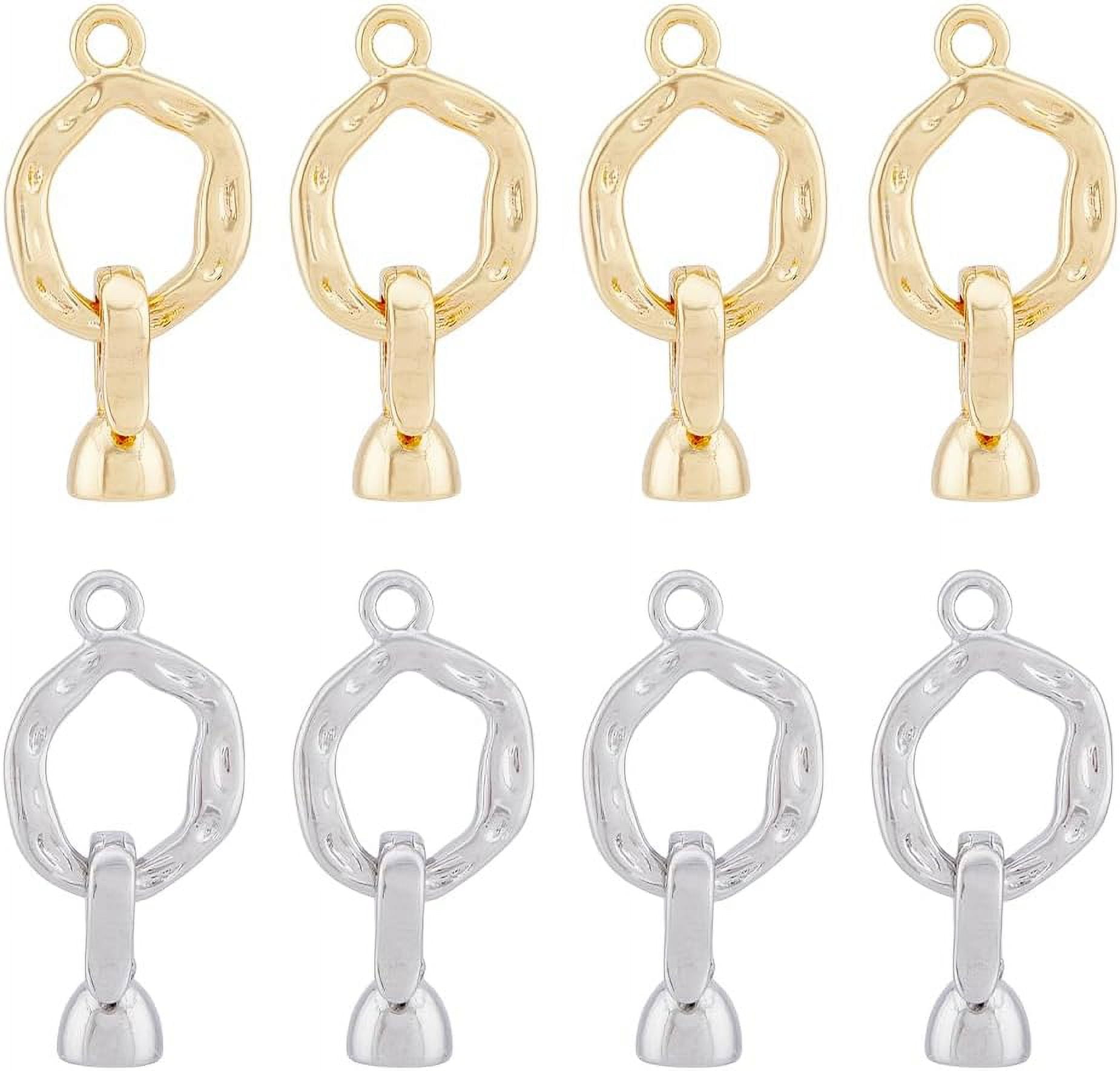 8 Sets 2 Colors Brass Fold Over Clasps Textured Ring Jewelry Making ...