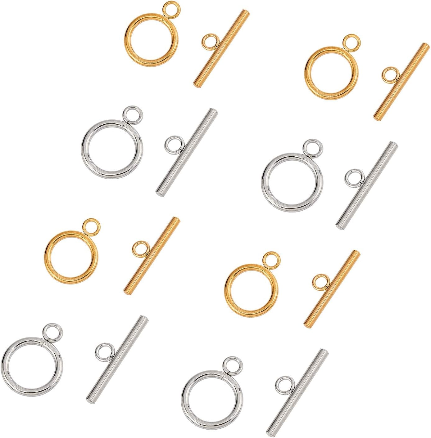 8 Sets 2 Colors Ring Toggle Clasps 304 Stainless Steel Bar and Ring ...