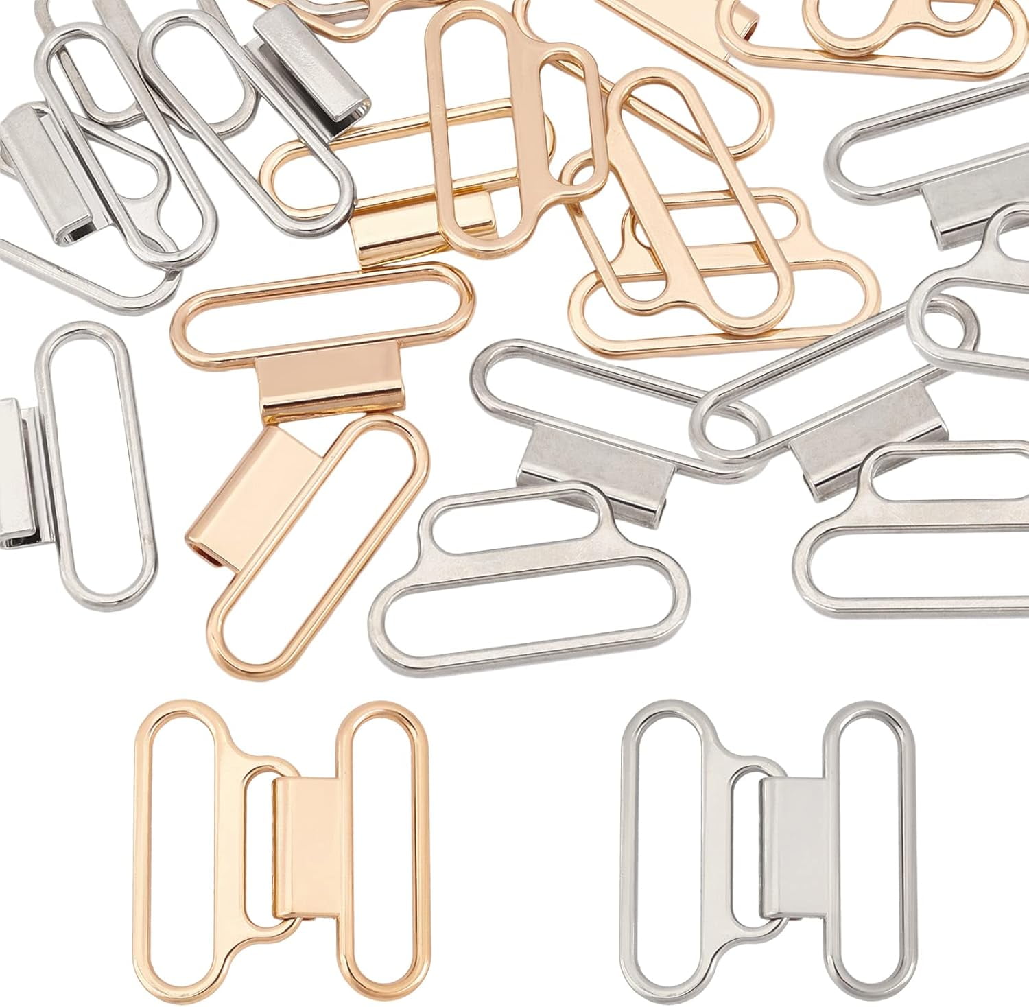 8 Sets 2 Colors Side Mental Belt Buckles 1.7x1 Metal Hook Buckle ...
