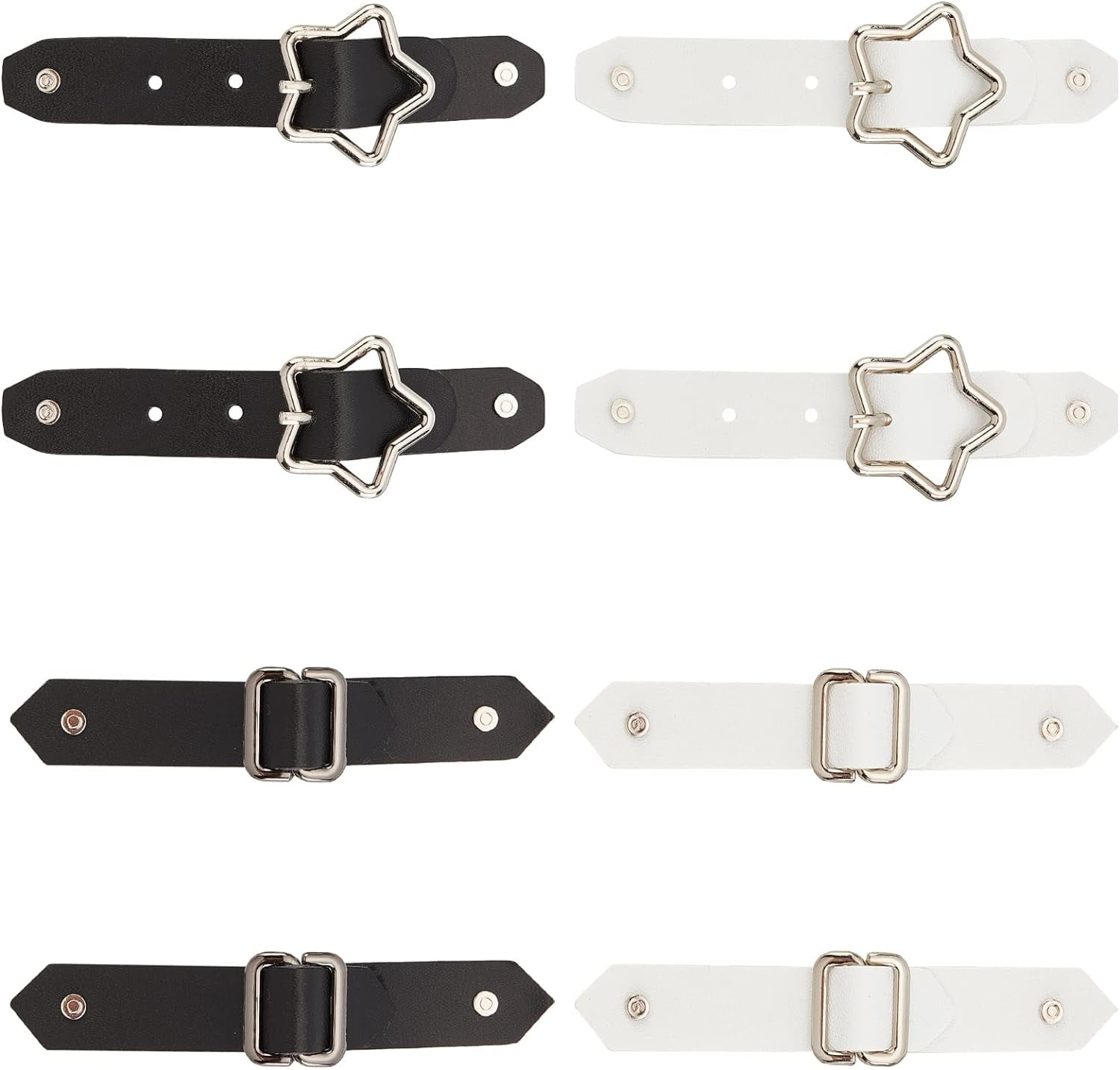 DIY 8 Sets 2 Styles Leather Sew-On Toggles Closures Black & White PU ...
