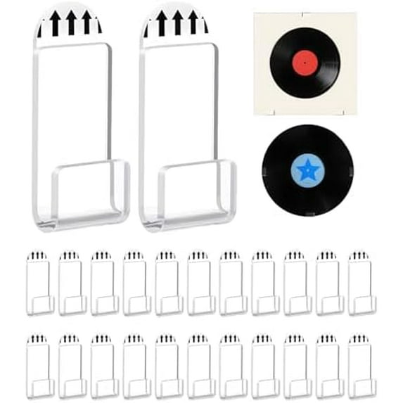 8 Sets 24PCS Vinyl Record Holder Wall, No Screws Self Adhesive Record ...