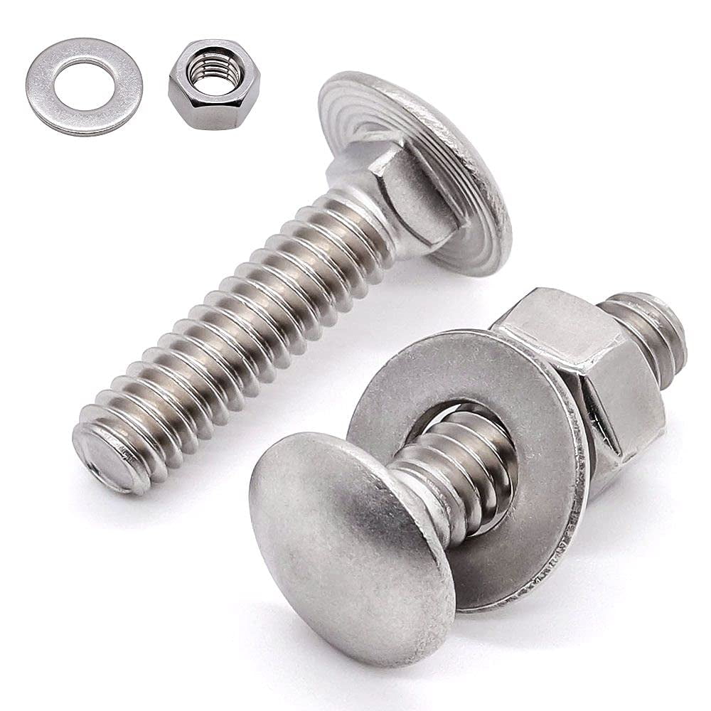 ZHIMEI-(8 Sets) 3/8-16 x 1-1/4" Stainless Steel Carriage Bolts Screws ...
