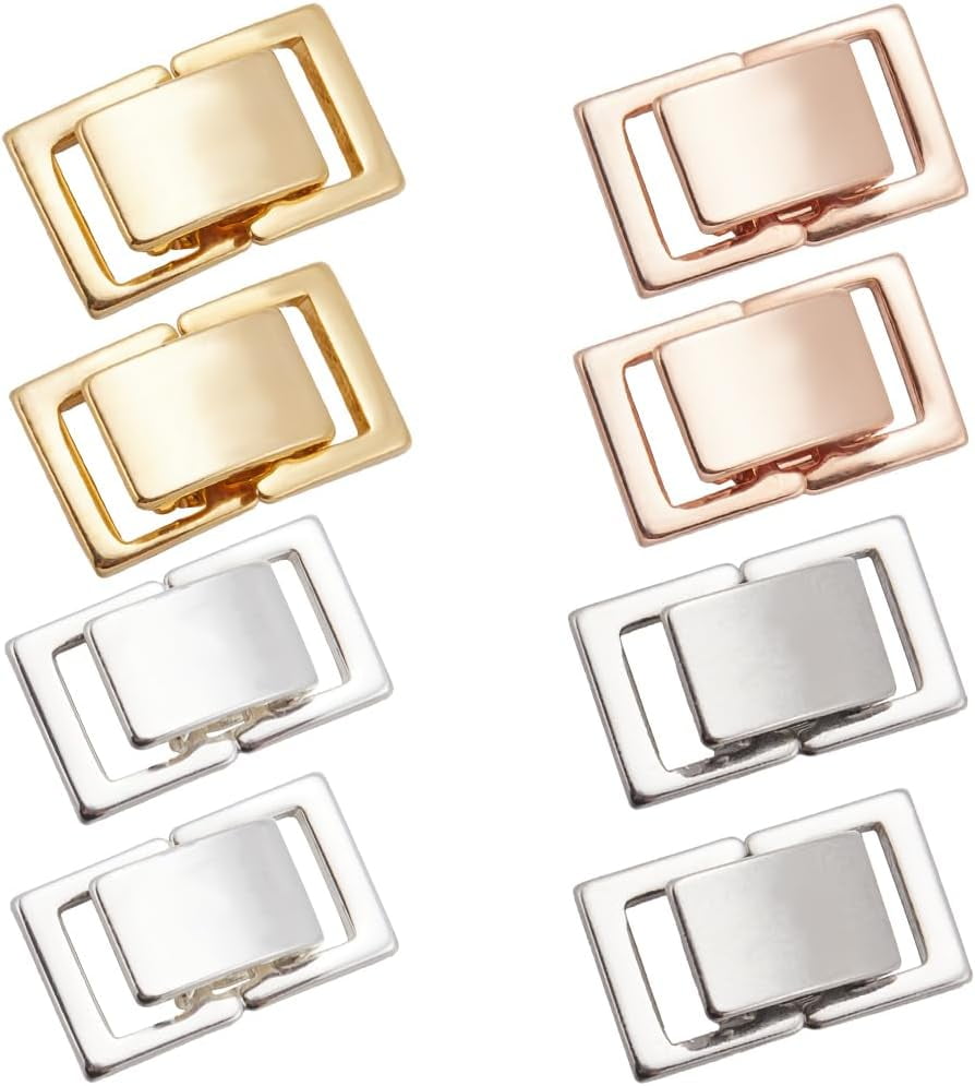 8 Sets 4 Colors Brass Fold Over Clasps Rectangle Mixed Color 8x9.4x1 ...