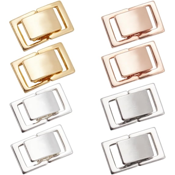 8 Sets 4 Colors Brass Fold Over Clasps Rectangle Mixed Color 8x9.4x1 ...
