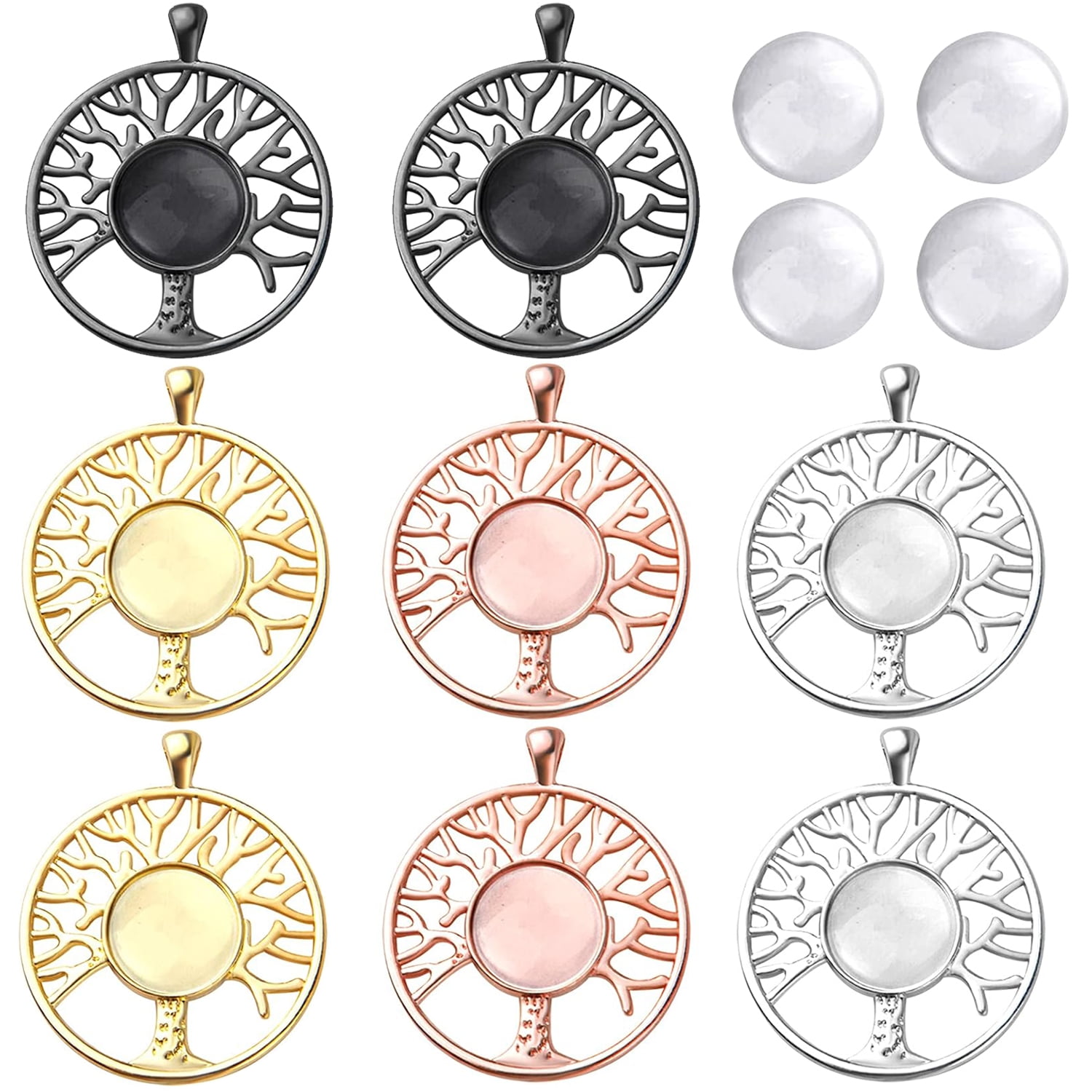 8 Sets 4 Colors Dream Catcher Pendant Trays Alloy Tree of Life Charms ...
