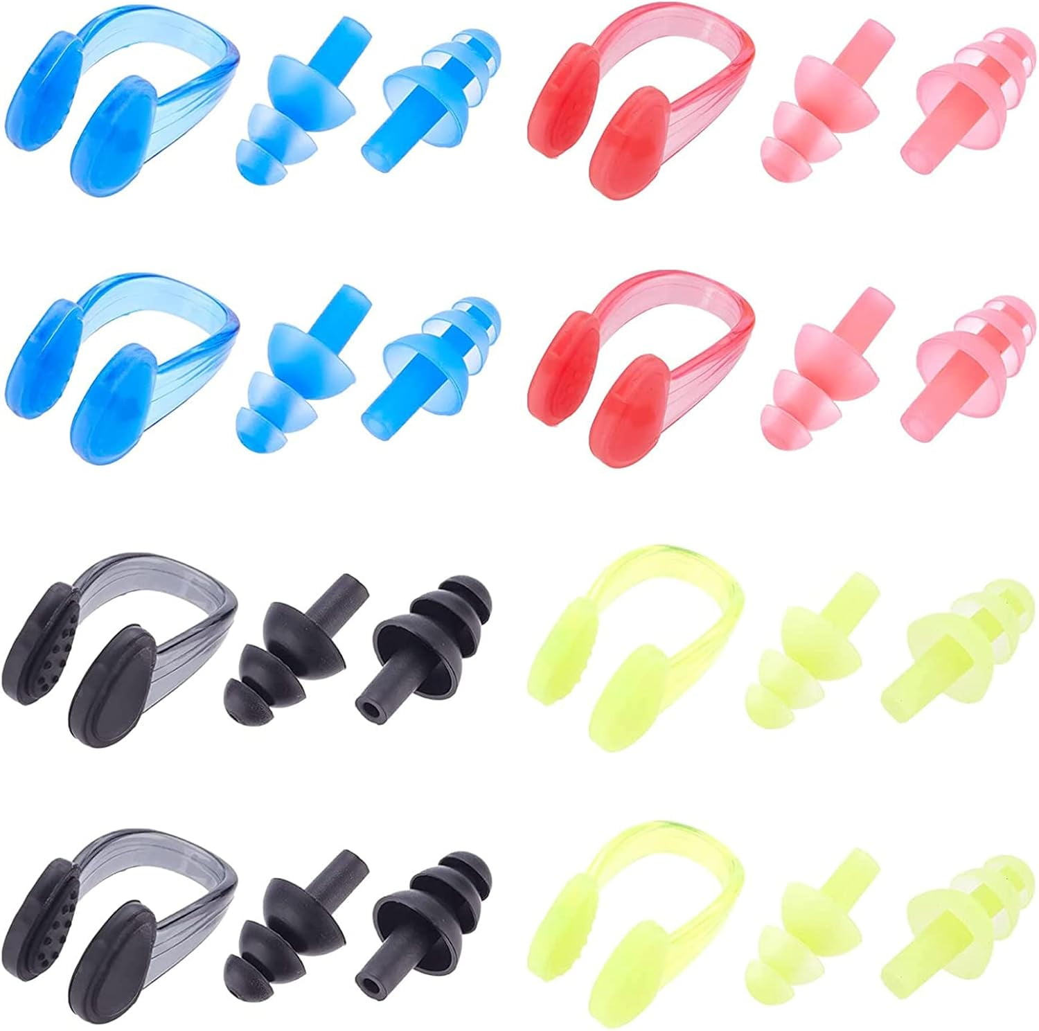 8 Sets 4 Colors Waterproof Silicone Swimming Earplugs Swimming Nose ...
