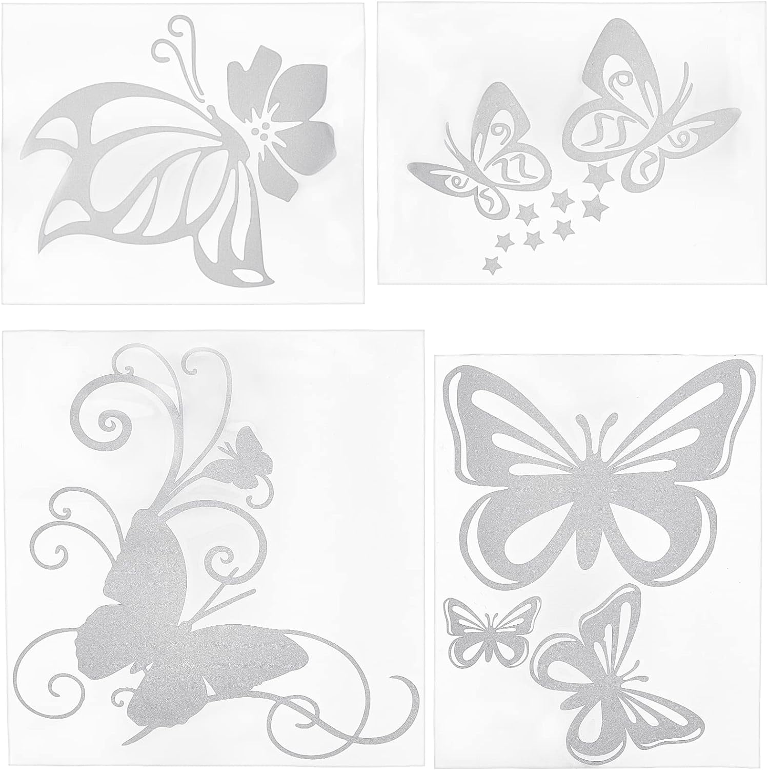 8 Sets 4 Styles Butterfly Car Stickers White Flower Reflective ...