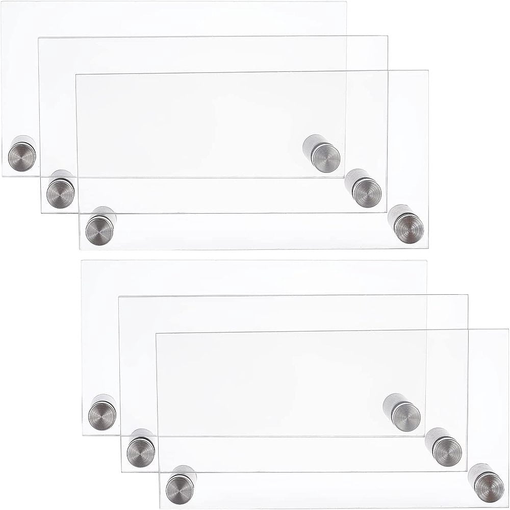8 Sets 6 X 3 Inch Acrylic Wall Name Plate Clear Office Door Mount Name ...