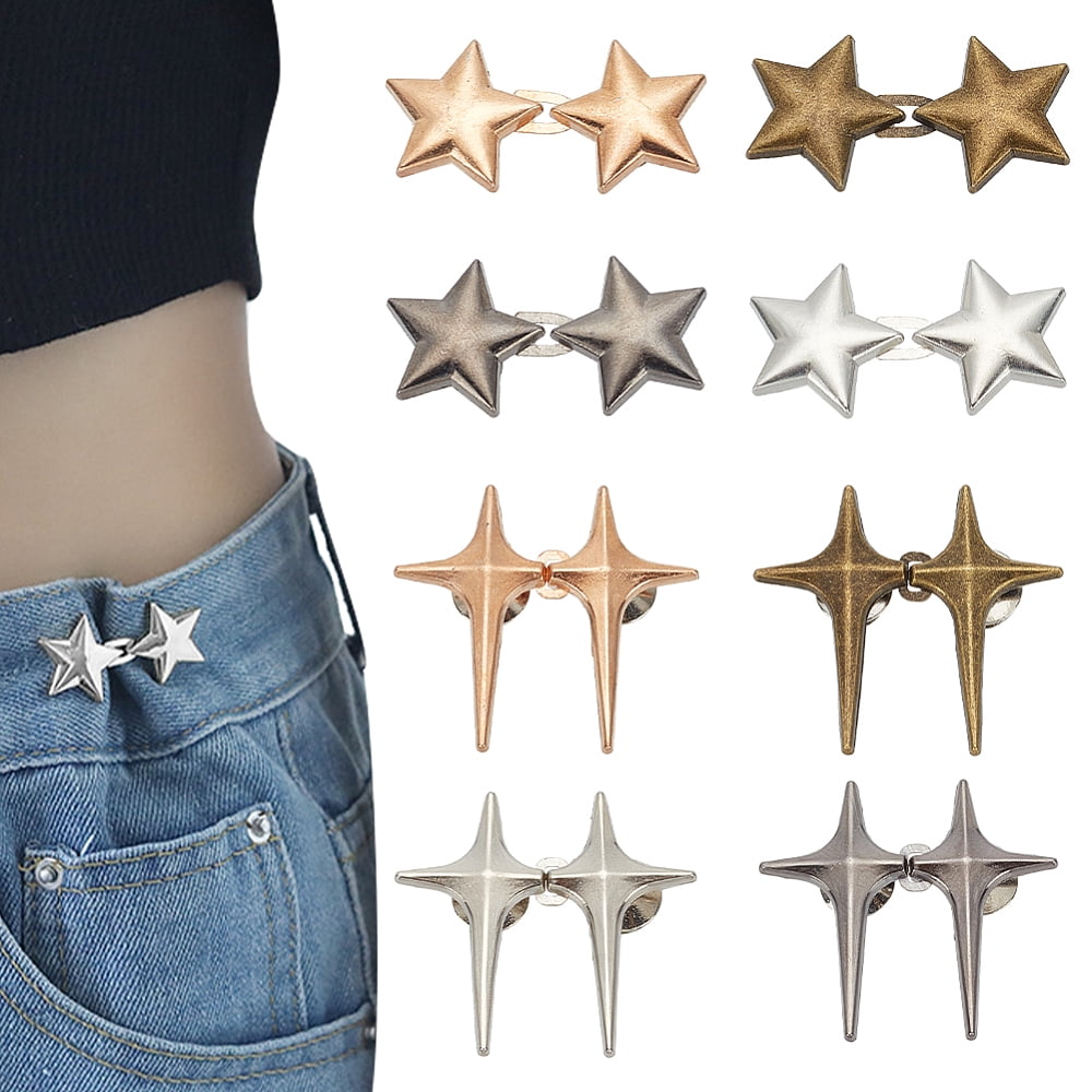 8 Sets 8 Styles Star Shape Alloy Adjustable Jean Button Pins Waist ...