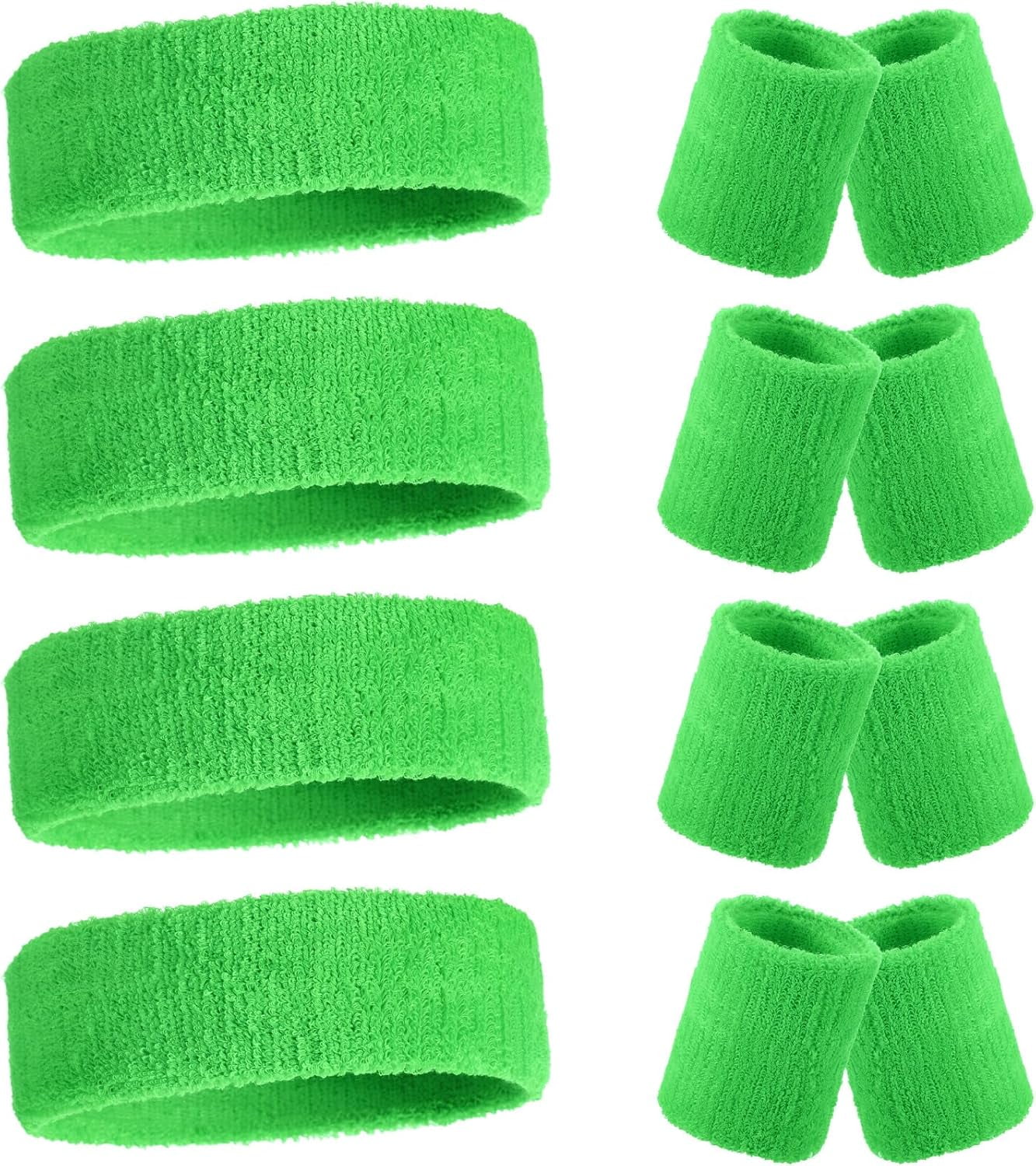 8 Sets 80s 90s Neon Sweatbands Wrist Sweat Bands Workout Cotton ...