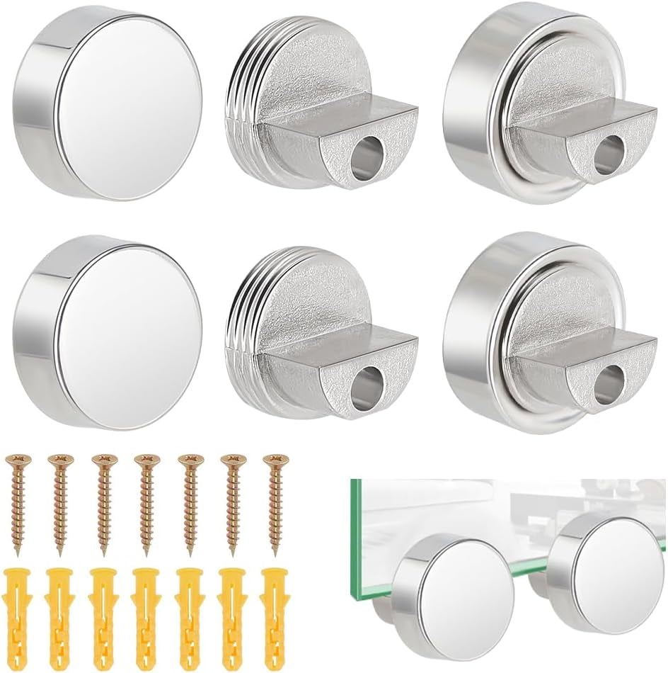 8 Sets Alloy Mirror Mounting Clips Metal Round Glass Bracket Glass Clip ...